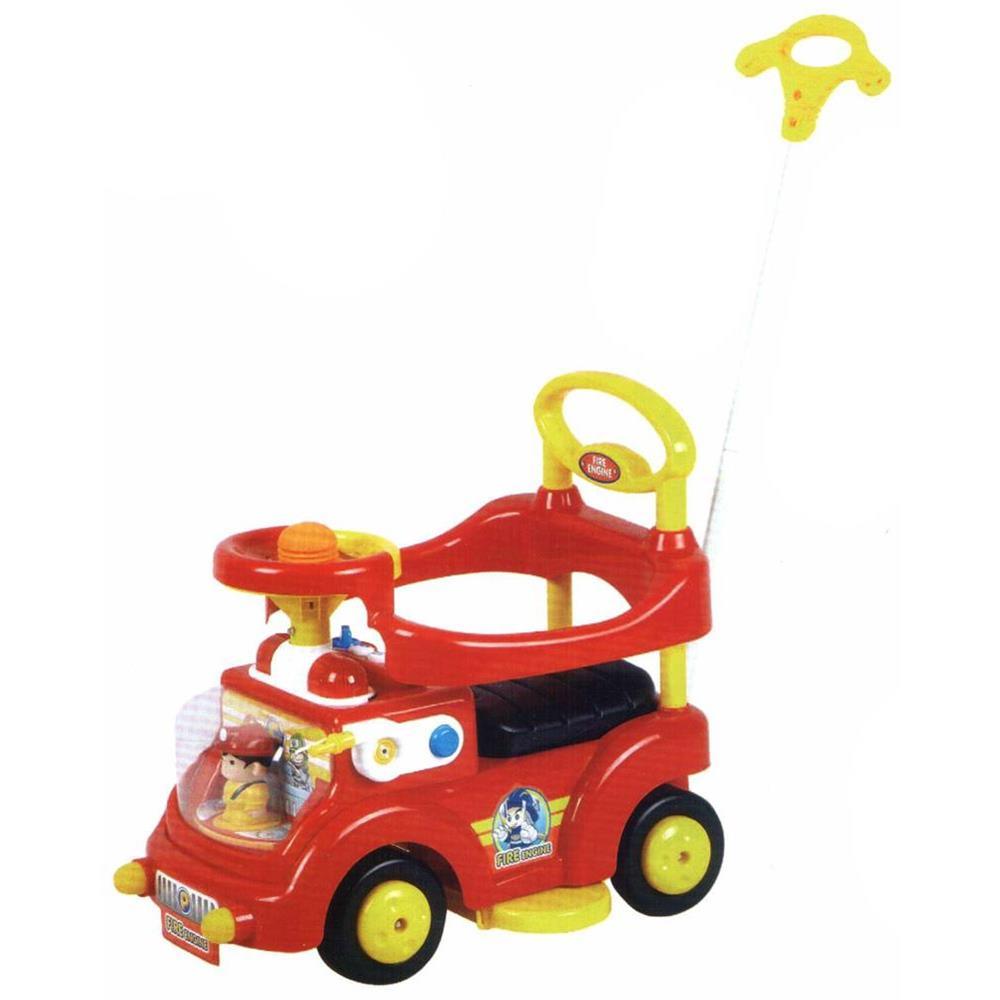 Kids Toddler Red Fire Engine Ride On Toy Walker Car with Push Bar ...