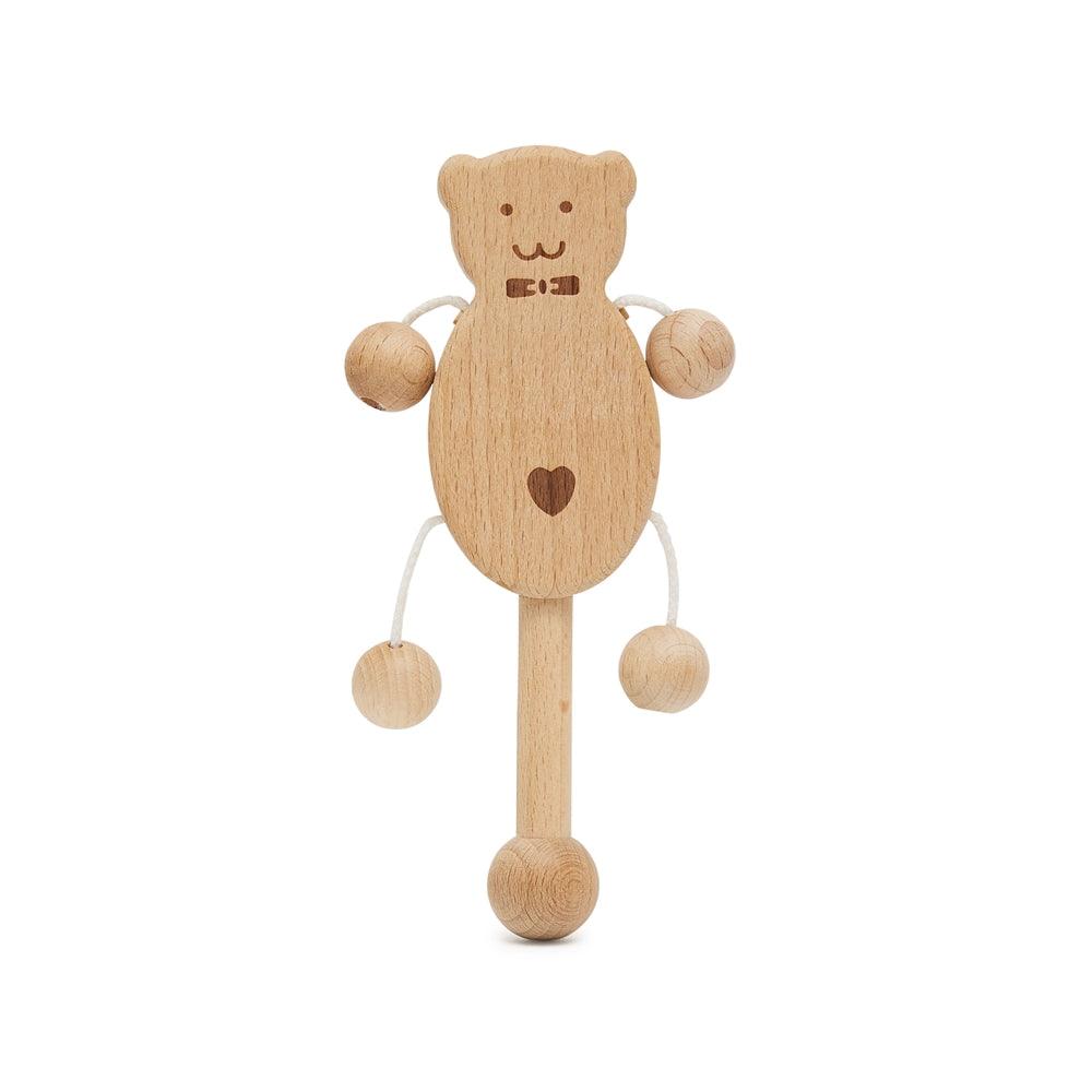 Bear Shaped Wooden Rattle and Teether – Aussie Baby